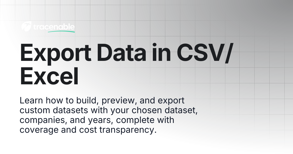 Export Data in CSV/Excel | Tracenable Documentation